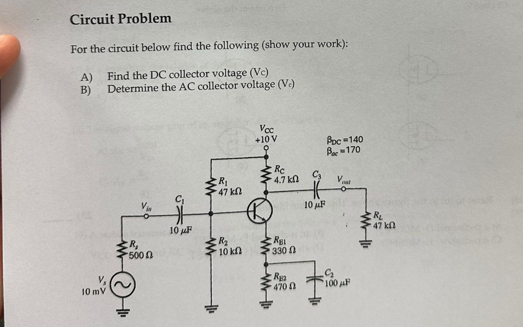 Solved Circuit ProblemFor the circuit below find the | Chegg.com