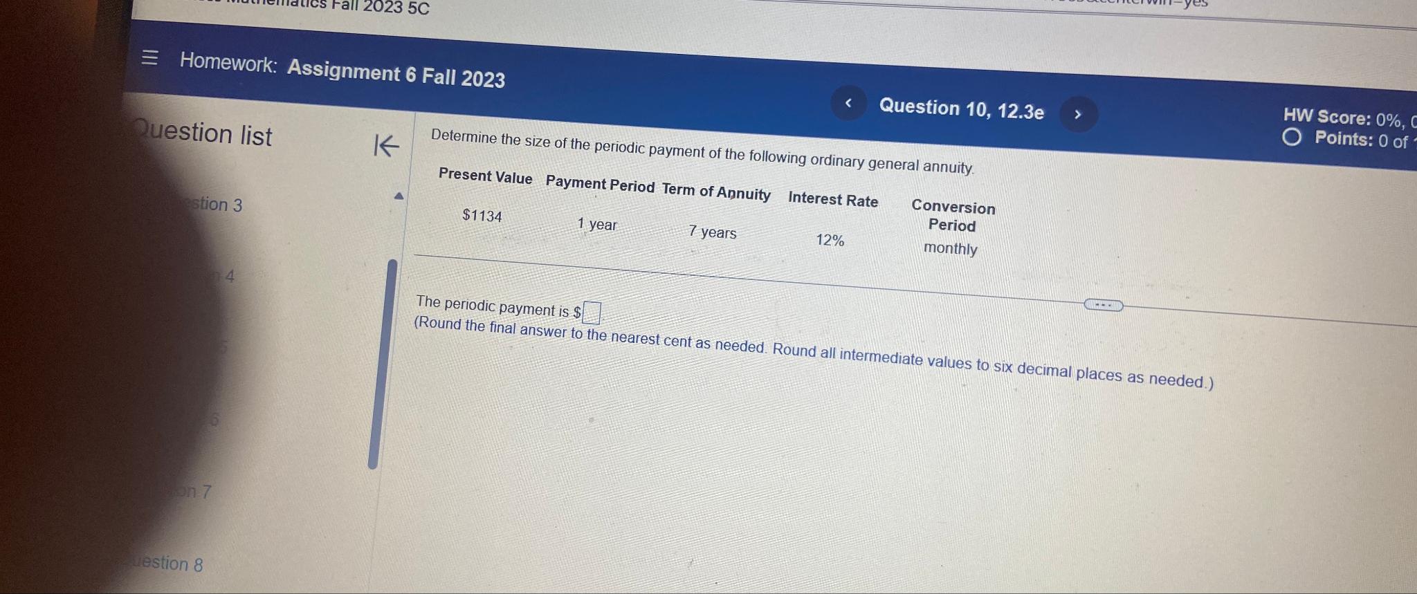 Solved -= ﻿Homework: Assignment 6 ﻿Fall 2023Question | Chegg.com