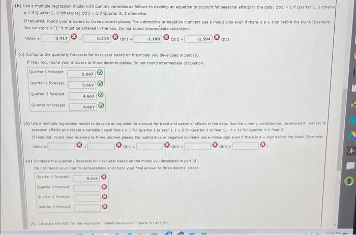 Solved Consider the following time series data. (a) Choose | Chegg.com
