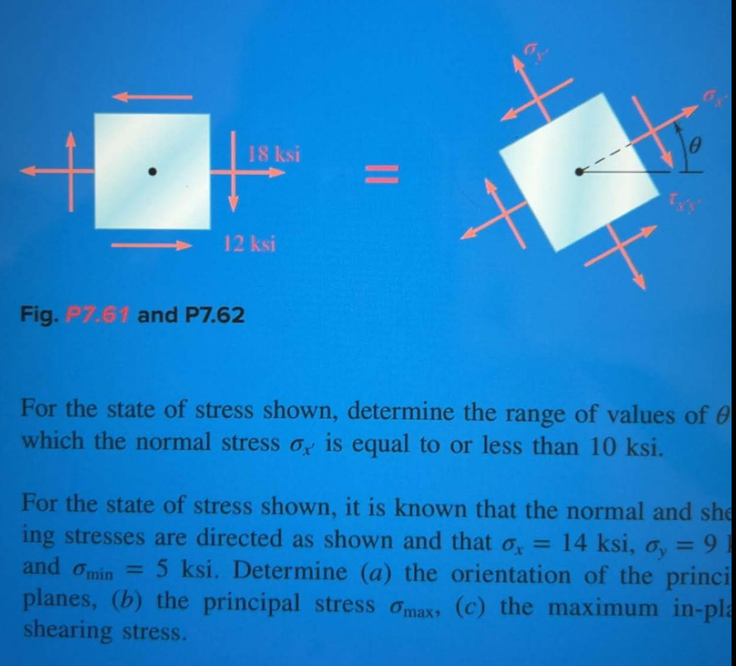 Fig. P7.61 ﻿and P7.62For the state of stress shown, | Chegg.com