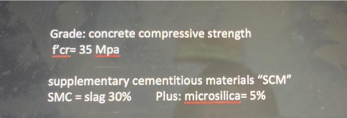 Solved Grade: concrete compressive strength fcr= 35 Mpa | Chegg.com