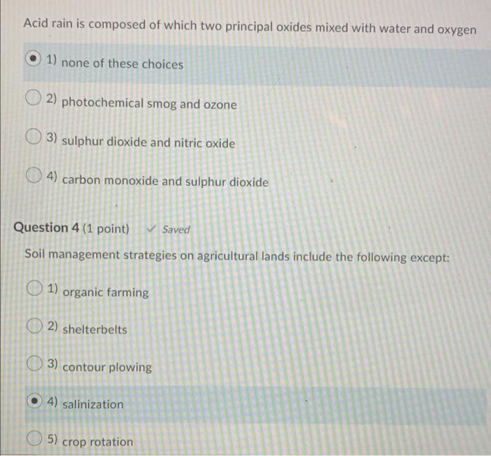 Solved Acid rain is composed of which two principal oxides | Chegg.com