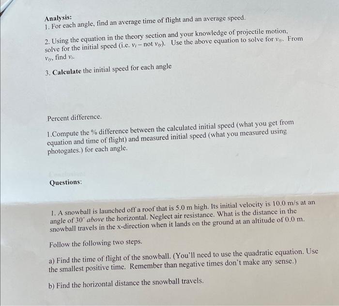 Solved Lab 4 - Projectile Motion Introduction: Purpose: To | Chegg.com