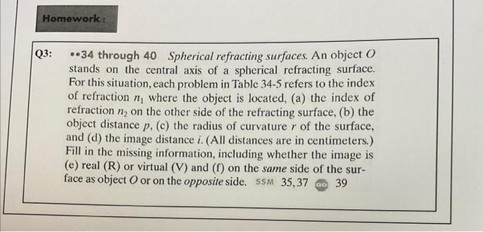∵34 through 40 Spherical refracting surfaces. An | Chegg.com