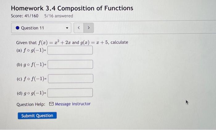 Solved Homework 3 4 Composition Of Functions Score