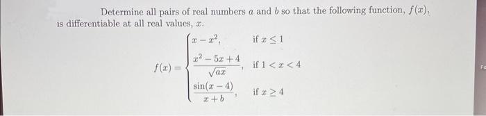 Solved Determine all pairs of real numbers a and b so that | Chegg.com