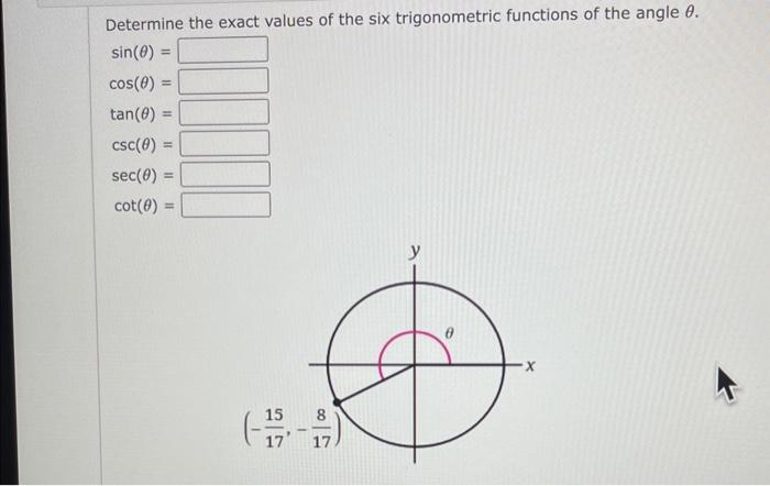 Solved Determine The Exact Values Of The Six Trigonometric