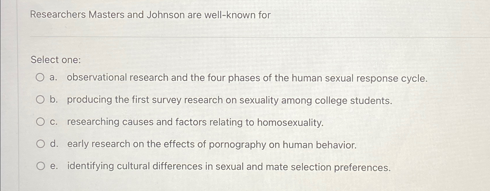 Solved Researchers Masters And Johnson Are Well Known