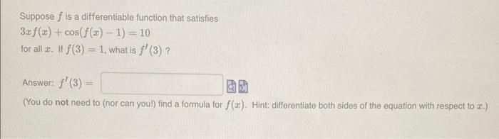 Solved Suppose f is a differentiable function that satisfies | Chegg.com
