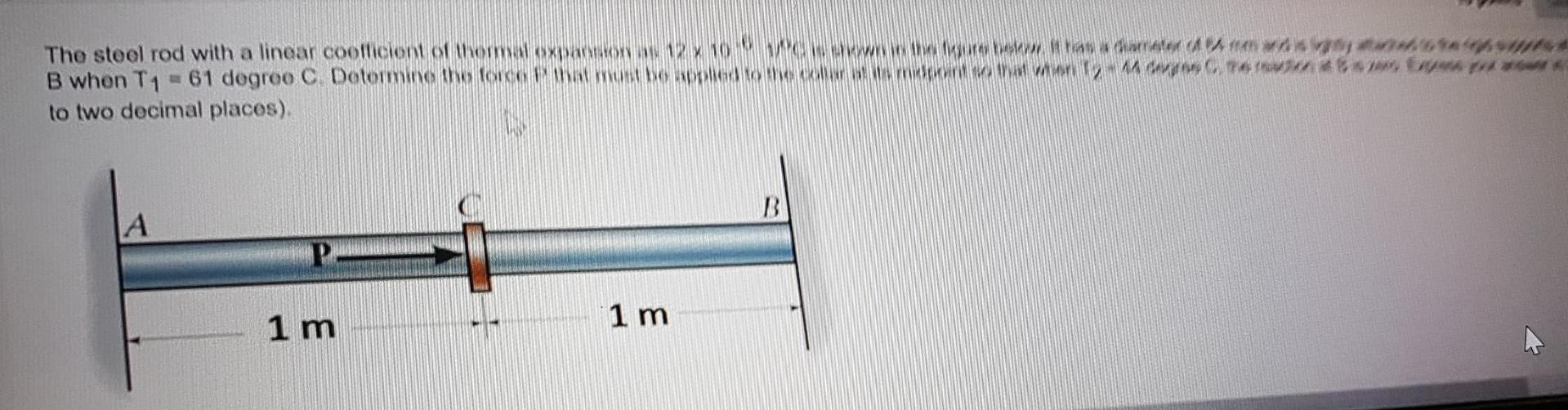 Solved the steel rod with a linear coefficient of thermal | Chegg.com