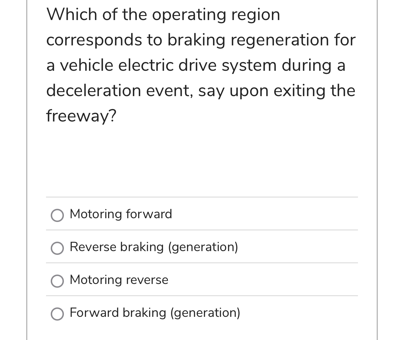 Solved Which of the operating region corresponds to braking | Chegg.com