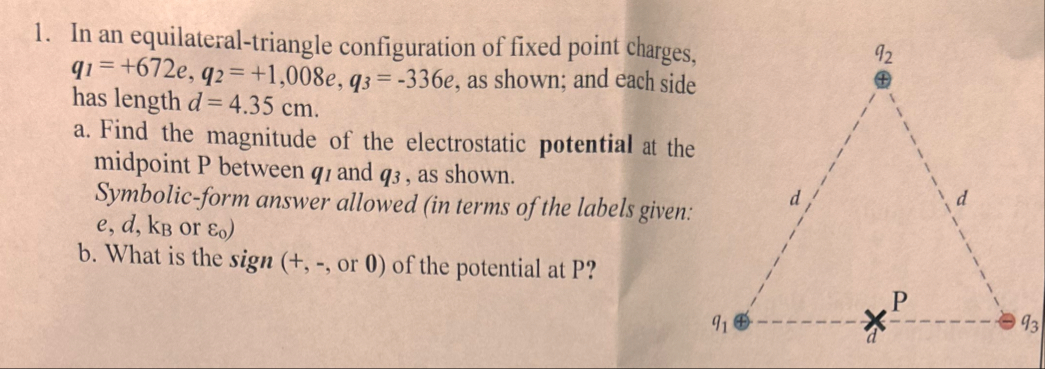 Solved In an equilateral-triangle configuration of fixed | Chegg.com