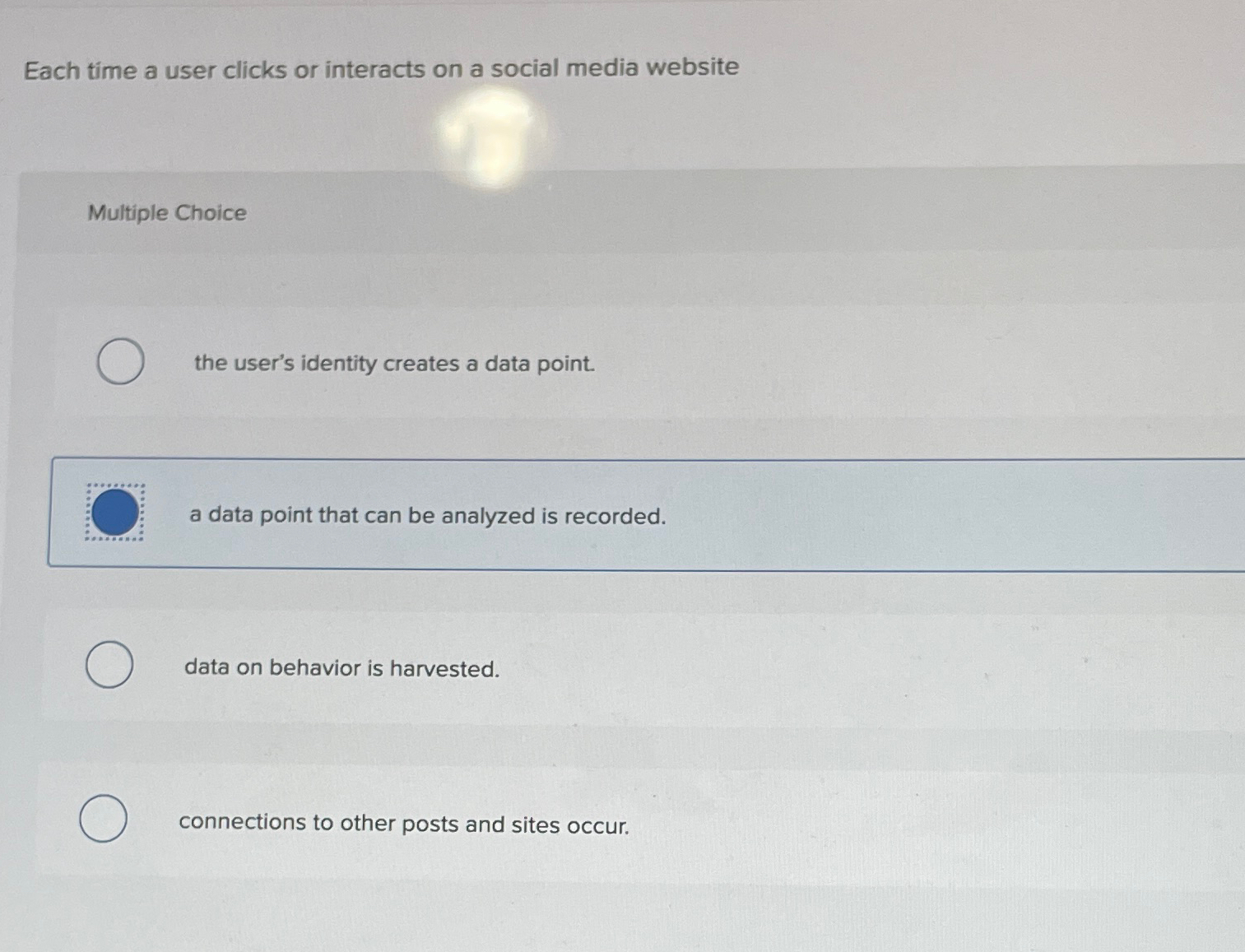 Solved Each time a user clicks or interacts on a social | Chegg.com