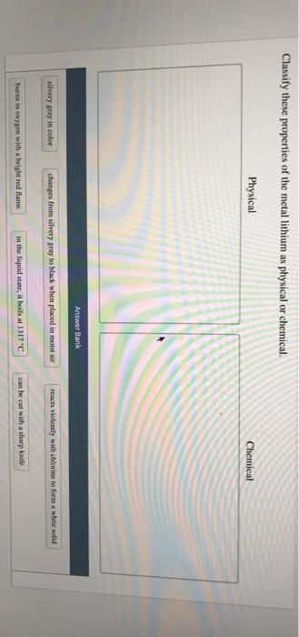 Solved classify these properties of the metal lithium as | Chegg.com