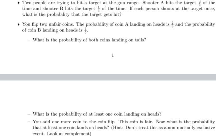 Solved Two people are trying to hit a target at the gun | Chegg.com