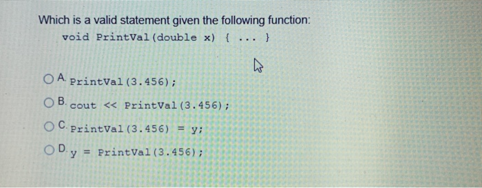 Solved Which is a valid statement given the following | Chegg.com