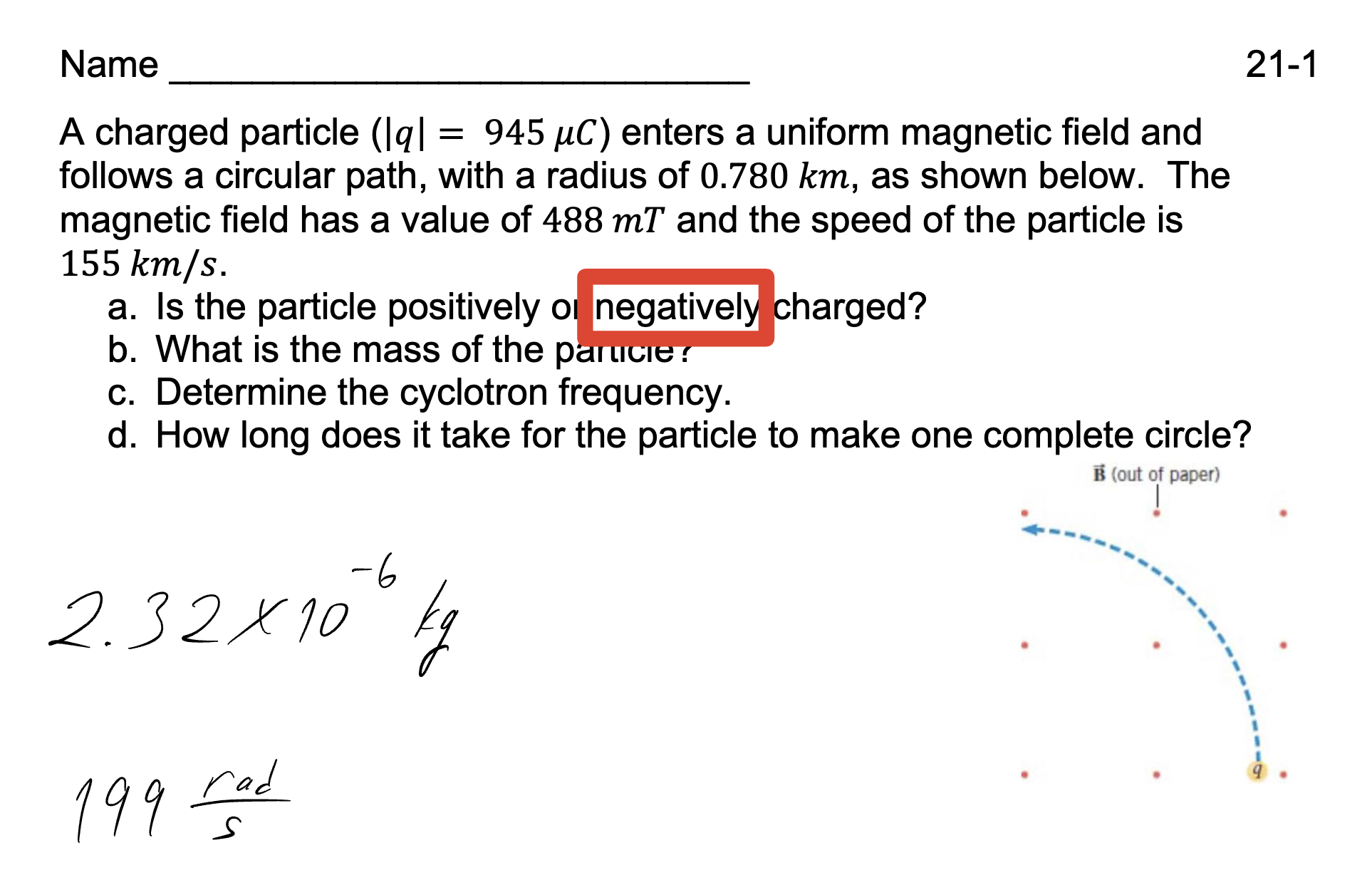 Solved NameA charged particle (|q|=945μC) ﻿enters a uniform | Chegg.com
