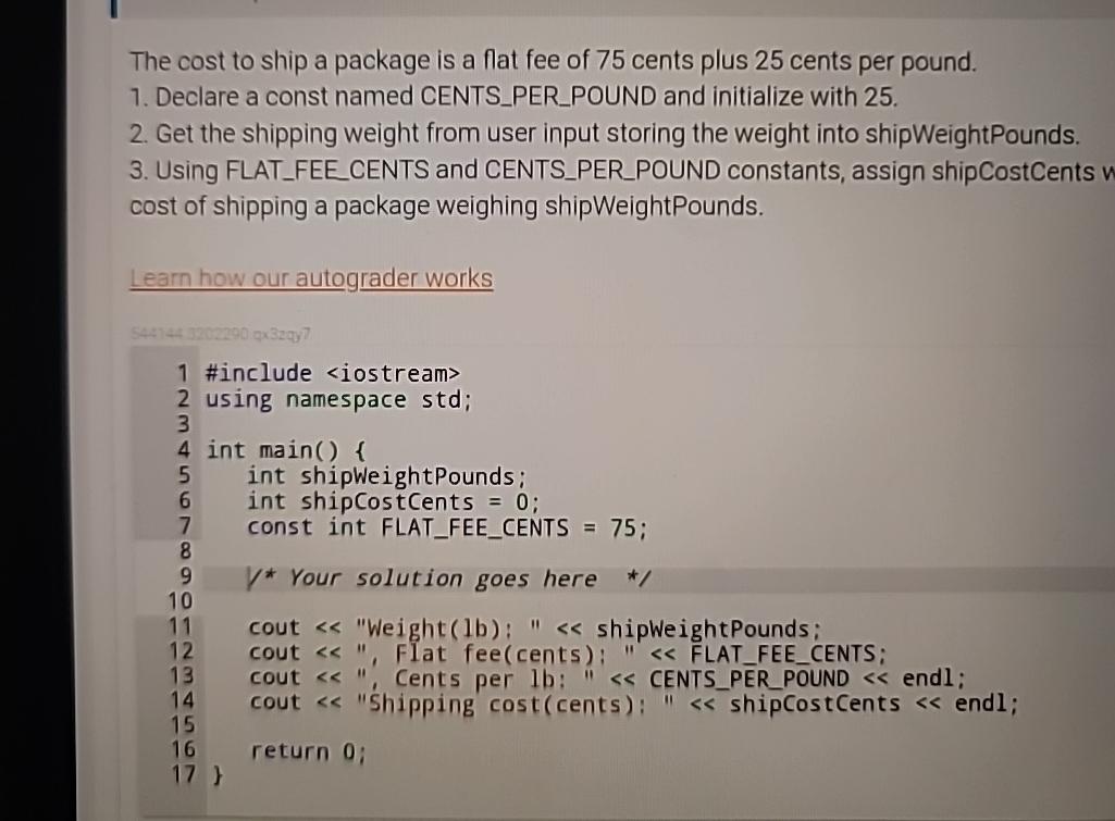 Solved The cost to ship a package is a flat fee of 75 ﻿cents | Chegg.com