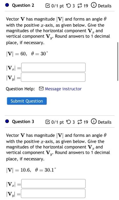 Solved Vector V has magnitude ∣V∣ and forms an angle θ with | Chegg.com