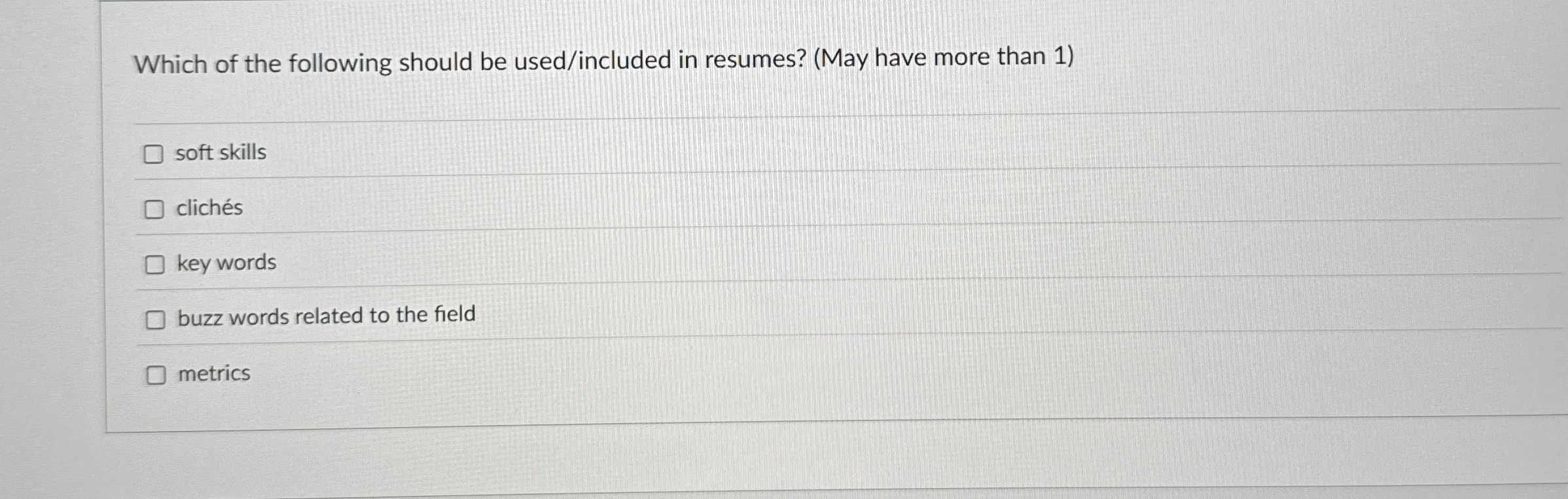 Solved Which of the following should be used/included in | Chegg.com