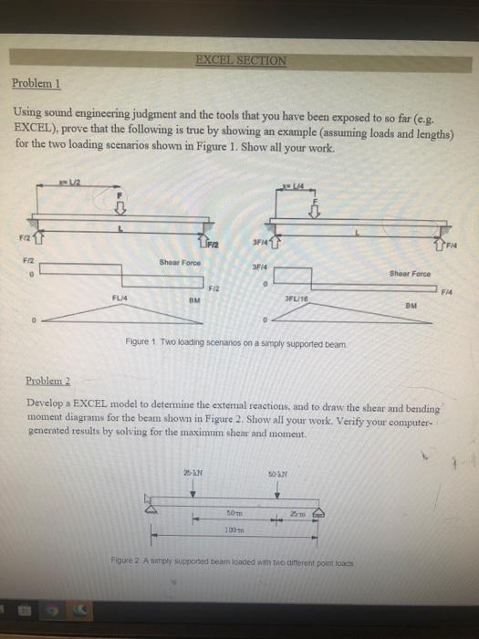 Solved EXCEL SECTION Problem 1 Using sound engineering | Chegg.com