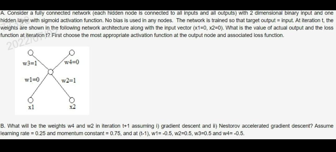 Solved A. Consider a fully connected network (each hidden | Chegg.com
