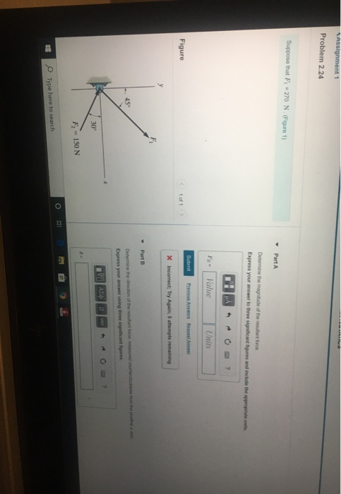 Solved Problem 2.24 Suppose that F1 - 270 N. (Figure 1) Part | Chegg.com