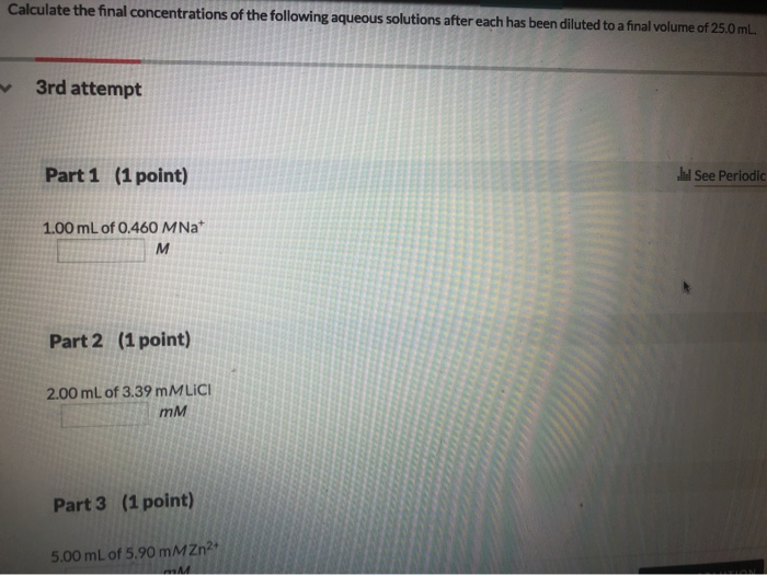 Solved Calculate the final concentrations of the following | Chegg.com