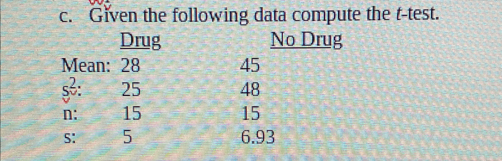 Solved c. ﻿Given the following data compute the | Chegg.com