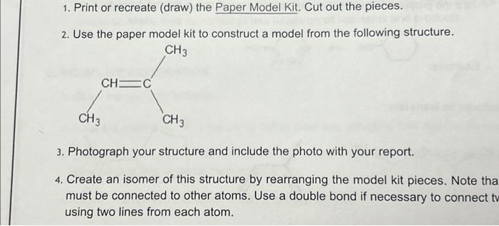 Solved 1. Print or recreate (draw) the Paper Model Kit. Cut | Chegg.com