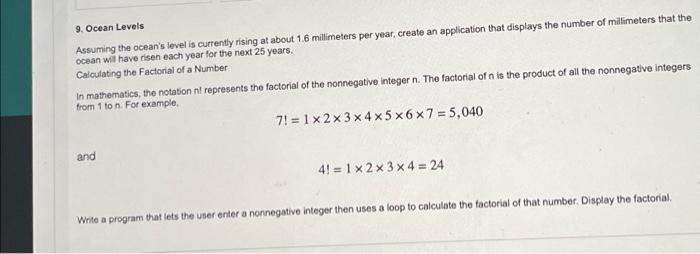9. Ocean Levels Assuming the ocean's level is | Chegg.com