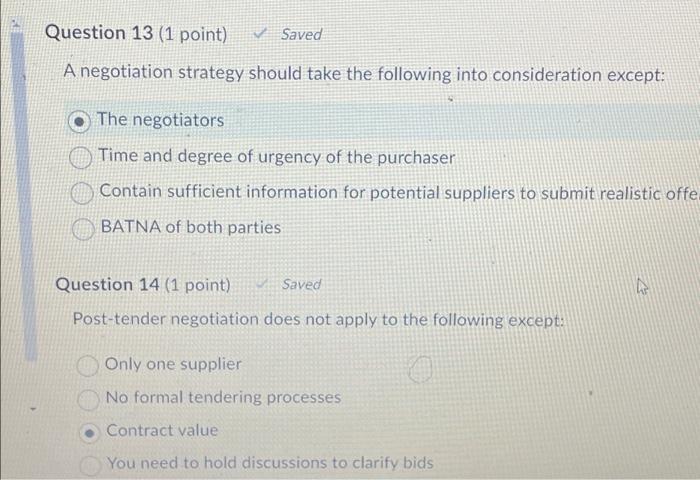 Solved Question 13 (1 point) Saved A negotiation strategy | Chegg.com