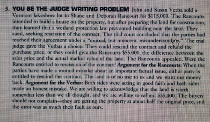 5. YOU BE THE JUDGE WRITING PROBLEM John and Susan | Chegg.com