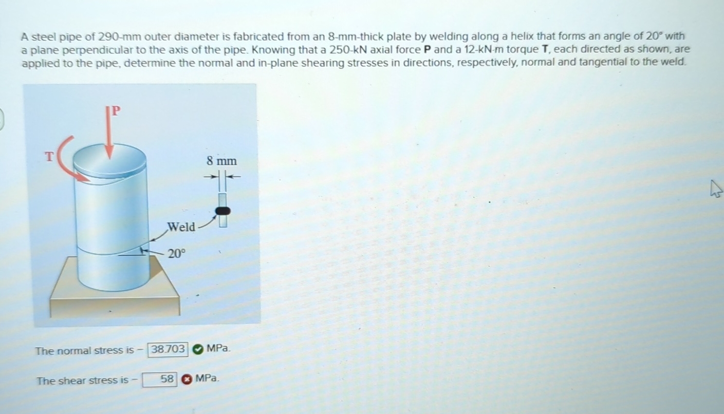 Solved A steel pipe of 290 -mm outer diameter is fabricated | Chegg.com