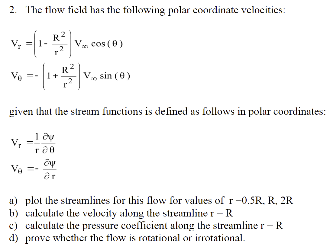 Solved The flow field has the following polar coordinate | Chegg.com