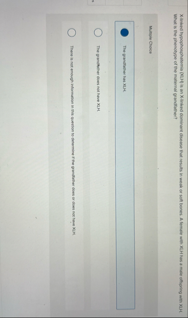 Solved X-linked hypophosphatemia (XLH) ﻿is an X-linked | Chegg.com