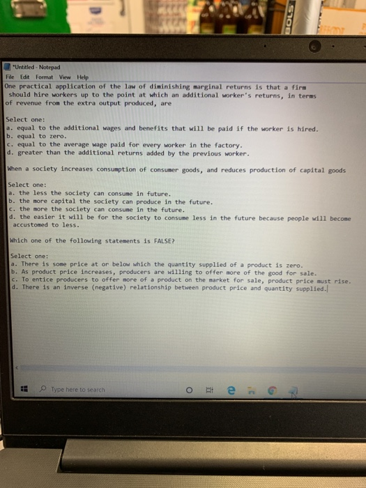Solved SOE "Untitled - Notepad File Edit Format View Help | Chegg.com