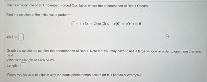Solved This is an example of an Undamped Forced Oscillation | Chegg.com