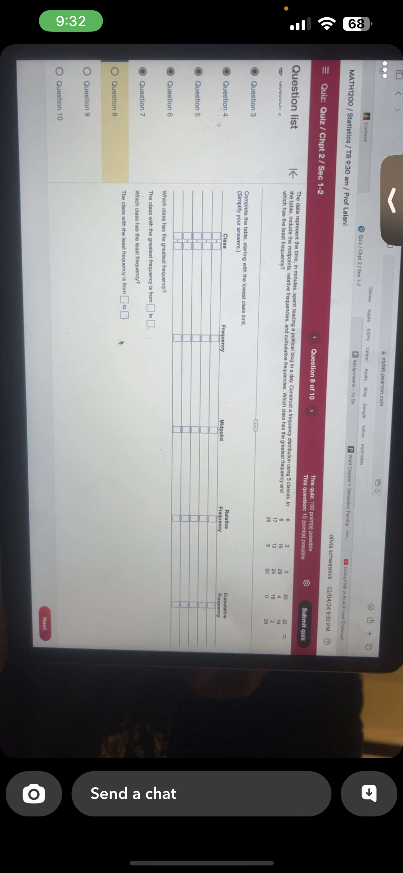 Solved 9:32శ68(O)Send a chat | Chegg.com