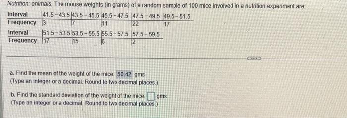 Solved Nutrition: animals. The mouse weights (in grams) of a | Chegg.com