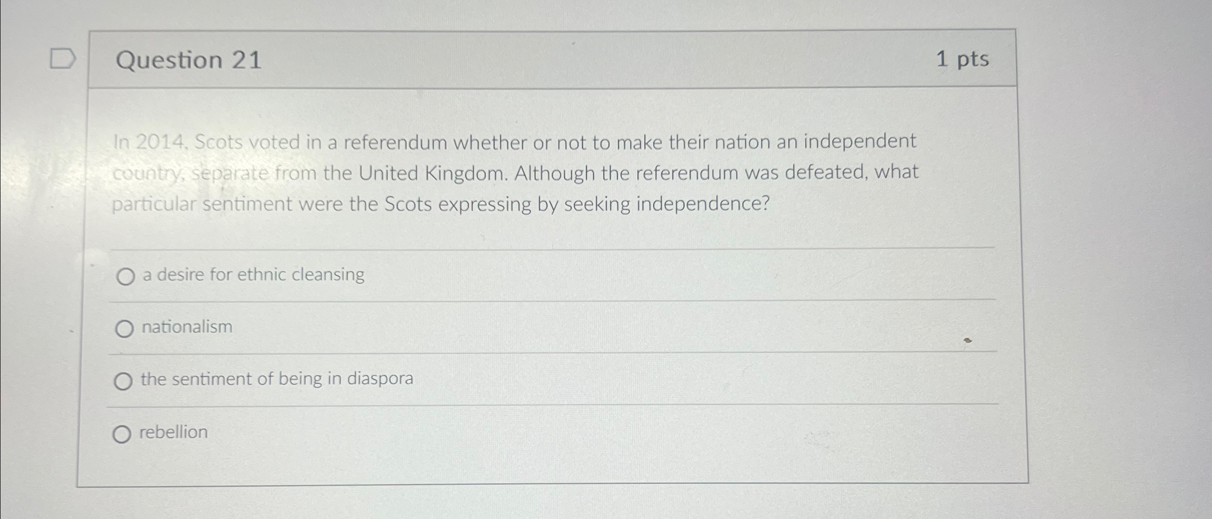 Solved Question 211 ﻿ptsIn 2014. ﻿Scots voted in a | Chegg.com