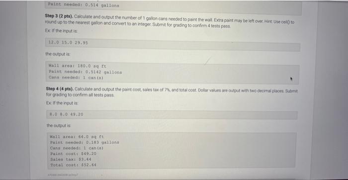 Solved 2.31 LAB*: Program: Painting a wall Program | Chegg.com