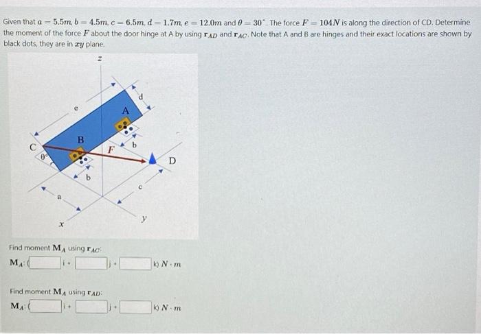 Solved 1.7m, e 12.0m and 0 30. The force F E Given that a = | Chegg.com