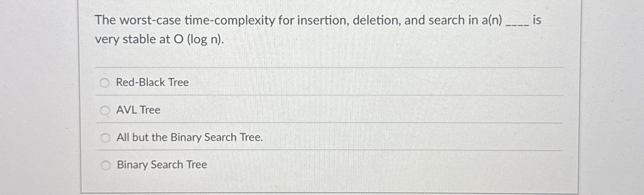 Solved The worst-case time-complexity for insertion, | Chegg.com