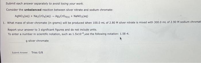 Solved Submit each answer separately to avoid losing your | Chegg.com