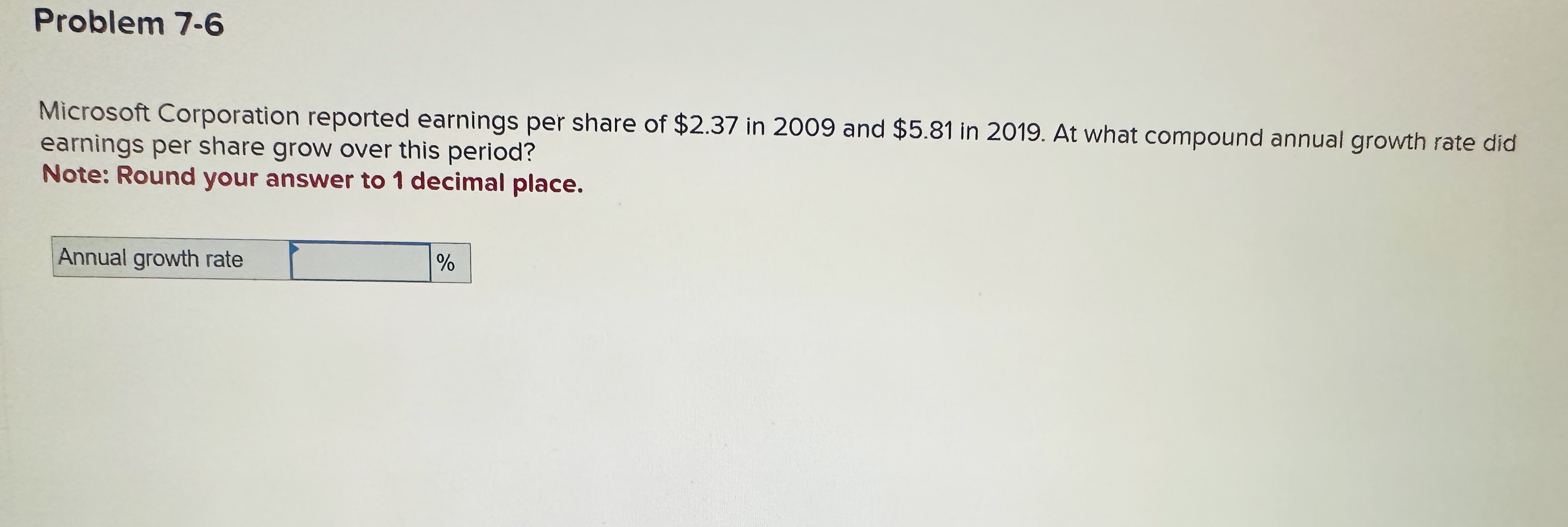 Solved Problem 7.6\\nMicrosoft Corporation reported earnings | Chegg.com