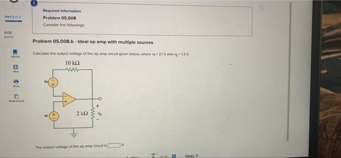 Solved Problem 05.008.a - Ideal op amp driven by Current | Chegg.com