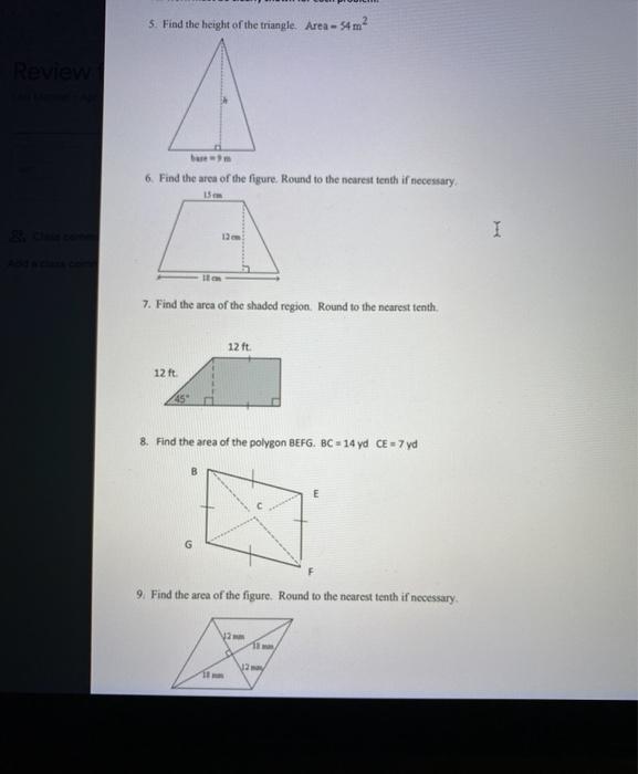 Solved 1 Find The Area Of The Parallelogram Round To The