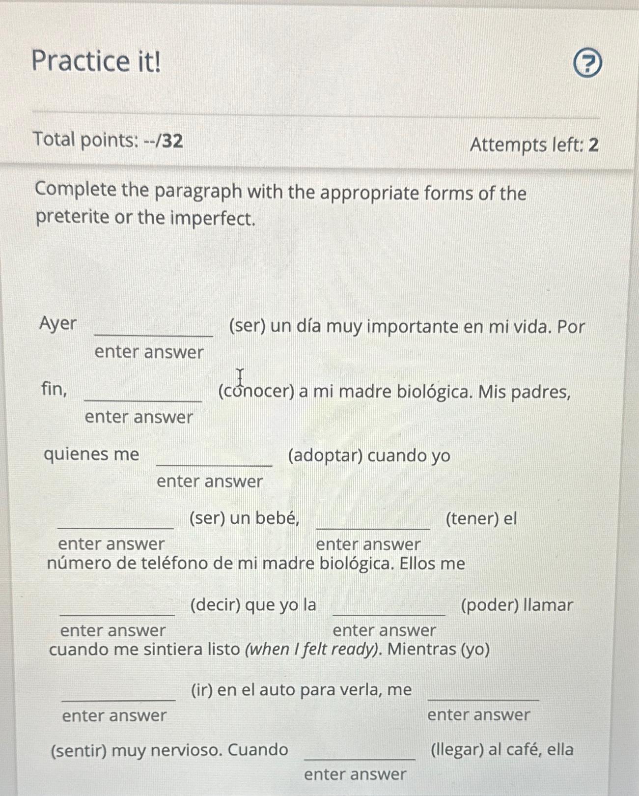 Solved Practice it!Total points: --32Attempts left: | Chegg.com