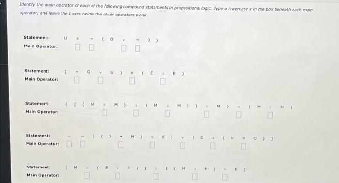 Identify the main operator of each of the following | Chegg.com